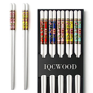 5 Pairs Porcelain Chopsticks Set, 9.6 Inch High-grade Bone Chopsticks, Porcelain Chopsticks Cooking Chopsticks Reusable Ceramic Chopsticks Dishwasher Safe