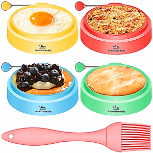 Silicone Egg Rings, Premium Nonstick Multicolored Cooking Ring Molds for Eggs, Pancakes, Mcmuffin Breakfast Sandwiches, English Muffins, Crumpets, and More (4-Pack)