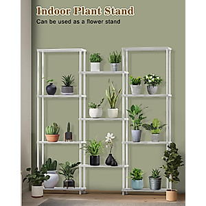 MOOACE 4 Tier Bookshelf, Industrial Style Bookcases with 11 Open Display Shelves, Open Large Storage Bookshelves Shelving with Anti-Falling Device for Bedroom,Living Room, Office Display Cabinet White