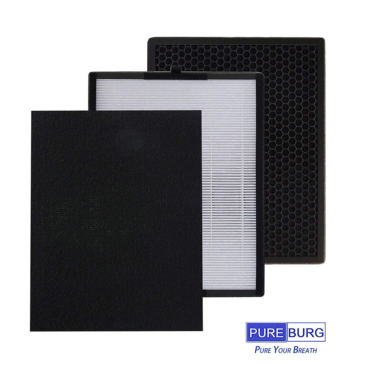 PUREBURG Replacement Filter Compatible with Alen 45i & Flex BreatheSmart Air Purifier B4-Fresh, FL40-Silver-Carbon, 2 x H13 HEPA + 8 x Activated Carbon Filters