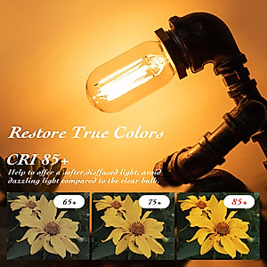 Genixgreen Dimmable E26 LED Bulb 60 Watt Equal 6W Amber Tube Light Bulb, T14/T45 Vintage Filament Edison Bulb for Wall Sconces Ceiling Fan, Pendant Warm White 600Lm,Soft White 2200K,120V 4 Pack