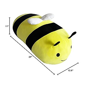 Pineapple Bee Plush Pillow, Giant Stuffed Animal Bee Plushie, Cute Stuffed Bee Plush Toy Birthday Gifts for Girls & Kids (24 inch)