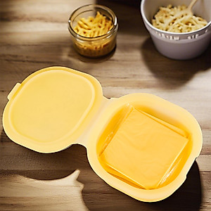 Silicone Cheese Container for Refrigerator, Yellow Sliced Cheese Container Holder Cheese Storage Keeper for fridge, Snack Food Storage Container Box, 7oz Bowl with Lid Stackable Dishwash-safe