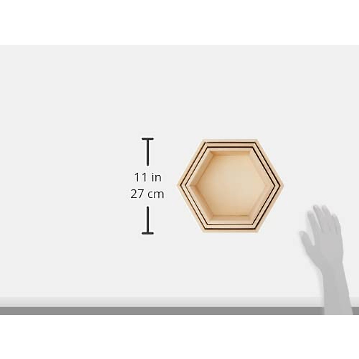 Artemio 14001892 Set of 3 Hexagonal Shelves to Decorate, Wood, Beige, 30 x 26.5 x 10 cm