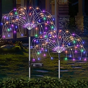 ITICdecor Solar Garden Lights Solar Firework Lights Upgraded 2Pack 120 LED Landscape Starburst Stake Fairy Light Outdoor Waterproof with 8 Modes for Garden Yard Flowerbed Pathway Decor