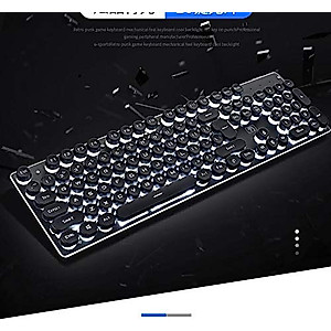 Mechanical Feel Typewriter Keyboard Retro Steampunk Keyboard 104 Keys Anti Ghosting Backlit Keyboard Typewriter Retro Style and Round Keycaps for PC and Mac