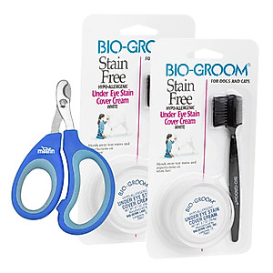moofin Stain-Free Eye Cream, 0.04kg Dog Tear Stain Remover | Bundled with Pet Nail Clipper, Hypoallergenic Formula for White & Light-Colored Breeds, Promotes Eye Health, Made in USA - (2-Pack), 0.7oz
