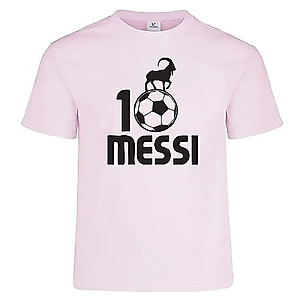 Pink Miami Soccer Fan Tshirt Football Short Sleeve T-Shirt Number 10 Adults 100% Cotton (as1, Alpha, m, Regular, Regular, Pink)