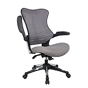 OFFICE FACTOR Grey Mesh Executive Ergonomic Computer Office Chair Flip-up Arms Lumbar Support Molded Foam Seat Adjustable Height Home Office Desk Chair BIFMA Passed (Grey)