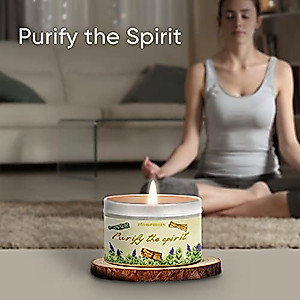 Candles for Home Scented, Sage & Jade Sandalwood Scented Candles to Purify the Spirit, Aromatherapy Candles Stress Relief, All Natural Non-toxic Soy Candles with Essential Oils, Soy Wax Tin Candle 6oz