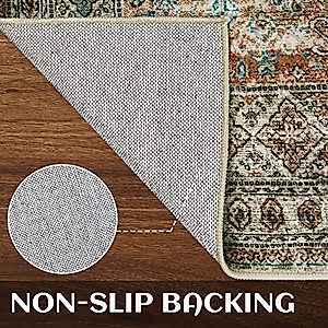 RUGSREAL Machine Washable Rug Vintage Small Throw Indoor Carpet Low Pile Non-Slip Boho Area Rug Persian Rug for Living Room Bedroom Home Office, 3' x 5' Taupe