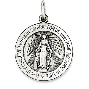 IceCarats 925 Sterling Silver Vintage Our Lady Of Miraculous Medal Blessed Virgin Mary Necklace Charm Pendant Religious Fine Jewelry For Women Gifts For Her