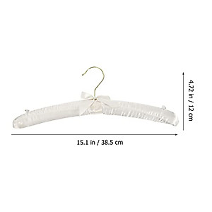 DECHOUS 3pcs Satin Padded Hangers Clothes Hanger Anti Slip Cushioned Hangers Sweaters Silk Hangers Wedding Dress Hangers Sponged Padded Clothes Hangers with Buttons White