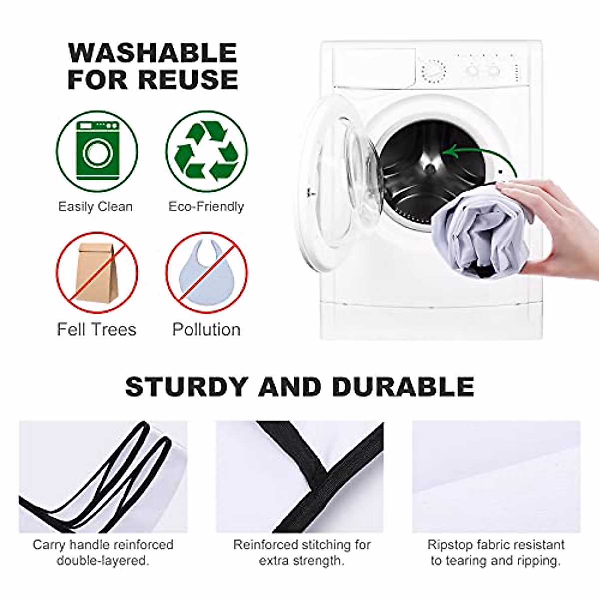 Flag of Sweden Printed Reusable Grocery Bag with Handle Foldable Shopping Tote Bags Portable for Supermarket Camping