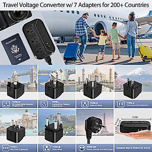 Voltage Converter 2300W International Power Converter Step Down 220v/240v to 110v/120v Travel Adapter Transformer w/ 4 USB 3 AC Outlets 7 Worldwide Plug Adapters EU/US/AU/IT/UK/India/South Africa