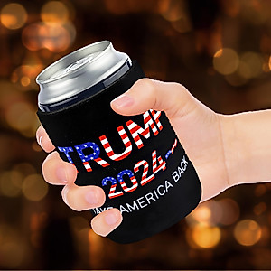 2024 Can Cooler Sleeves - 12 PCS Black Insulated Neoprene Can Covers Bulk Reusable for Soda Beer Beverages - 4th of July Patriotic Decoration Party Supplies Gifts