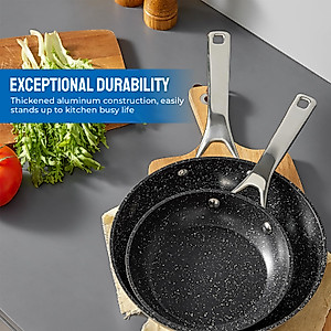 BEZIA Pots and Pans Set Nonstick, Induction Cookware Sets 10 Piece, Compatible with All Stoves, Dishwasher Safe Kitchen Cooking Pan Set with Frying Pans, Saucepans & Stockpot, Grey