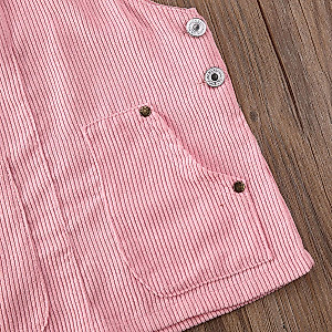 Mubineo Toddler Baby Girl Corduroy Pocket Overall Dress Kids Casual Bib Dresses (Pink, 5T)