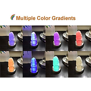 JIC Gem Clearance Natural Selenite Lamp Mini White Gemstone Crystal Lamp 4 inches Color Changing Light + Use Batteries
