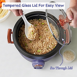 Macook Rice Cooker Small with Food Steamer, Rice Cooker 4 Cups Uncooked (8 Cups Cooked), 2.0L Portable Non-Stick Small Travel Rice Cooker, Two Cooking Mode Setting, Slow Cook Mode