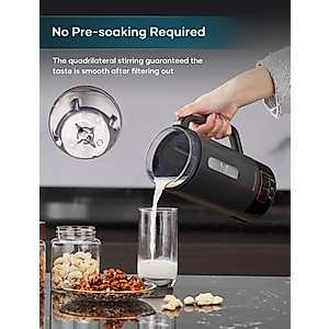 INTASTING Automatic Nut Milk Maker, Glass Inner, Homemade Almond, Oats, Etc Grain, Soy Milk Machine with 6 Preset, Keep Warm, Delay, Boil Water, Blende, Self-Clean, Boil-Dry Protection, Easy Clean
