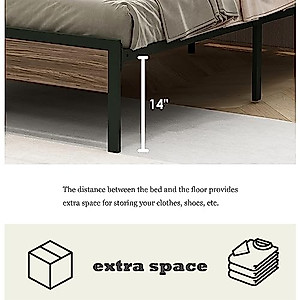 NNV Industrial Twin Size Bed Frame with Headboard Stoarge, Metal Platform Bed Frame with LED Lights and USB Ports, Sturdy and No Noise Easy Installation No Box Spring Needed, Grey