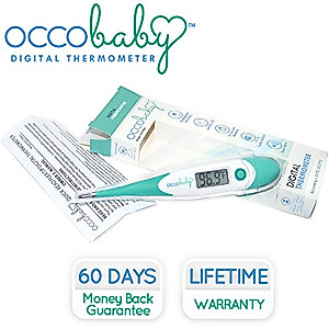 OCCObaby Clinical Digital Baby Thermometer - LCD, Flexible Tip, 10 Second Quick Accurate Fever Alarm Rectal Oral & Underarm Use - Waterproof Baby Thermometer for Infants & Toddlers