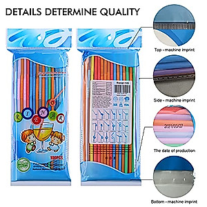 200 Pcs Disposable Drinking Straws, Colorful Long Flexible Bendy Straws (0.23'' diameter and 10.2" long)