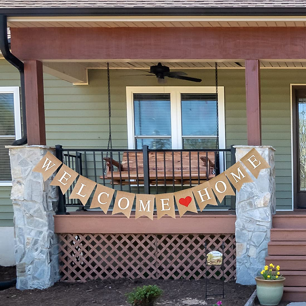 Burlap Welcome Home Banner, Rustic Welcome Home Party Decorations