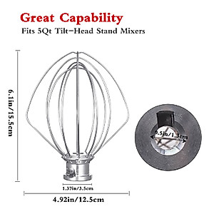 K45WW Wire Whip for Kitchenaid Stand Mixer, Stainless Steel, Egg Heavy Cream Beater, Cakes Mayonnaise