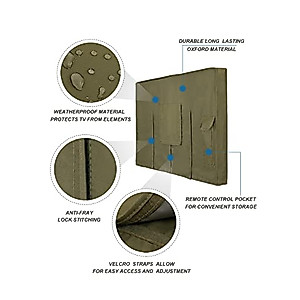 iBirdie Outdoor Waterproof and Weatherproof TV Cover for 48 to 50 inch Outside Flat Screen TV - Green 600D Thick Fabric Cover Size 47.5''W x 30''H x 5.5''D for 48'' - 50'' LCD LED