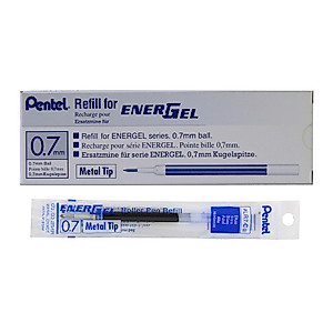 Pentel Refill Ink for BL57/BL77 EnerGel Liquid Gel Pen, 0.7mm, Metal Tip, Blue Ink, Box of 12 (LR7-C-12)