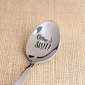 THE BASH AFFAIR Birthday Gifts For Women - Funny Coffee Lover Gift For Grandpa | Funny Birthday Christmas Gift Ideas For Friends Sister Aunt | Coffee Slut Spoon Gift - 7 Inch