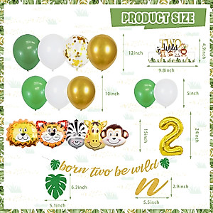 Two wild Birthday Decorations for Boys Girls, 159 Pcs Jungle Safari Theme Party Supplies for Baby - Two wild Backdrop, Cake, Cupcake Toppers, Cupcakes Wrappers, Balloons, Tablecloth, Palm Leaves,
