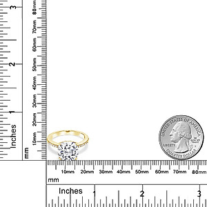 Gem Stone King 18K Yellow Gold Plated Silver 10MM Cushion Gemstone Birthstone Engagement Ring | Wedding Anniversary Promise Ring For Women | Available In Size 5, 6, 7, 8, 9