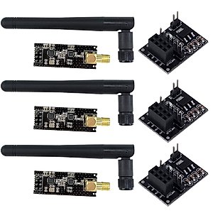 Aideepen 3PCS NRF24L01+PA+LNA Module with SMA 2.4 GHz 1100m+3PCS NRF24L01 8 Pin Socket Breakout Adapters Compatible