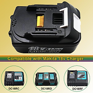 QCZRED 2 Pack 18V 5.0Ah BL1850B Battery and 3A Charger DC18RC Replace for Makita 18V LXT BL1850 BL1840b BL1830 BL1815 BL1860B Battery