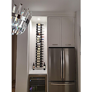 VintageView W Series (6 Ft) - 18 Bottle Wall Mounted Wine Bottle Rack Kit (Satin Black) Stylish Modern Wine Storage with Label Forward Design