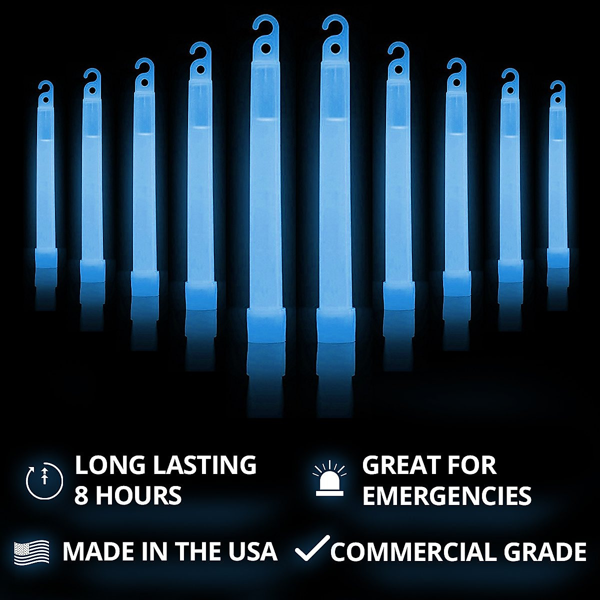 Cyalume Glow Sticks Military Grade Lightstick - Premium Blue 6” SnapLight Emergency Chemical Light Stick with 8 Hour Duration (Bulk Pack of 20 Chem Lights)