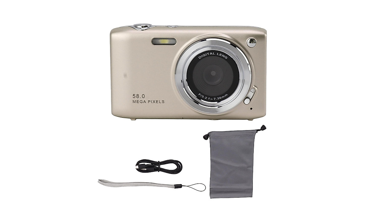 4K Digital Camera for Vlogging and Travel - Compact & Stylish Gold