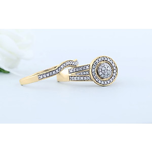 Dazzlingrock Collection 0.50 Carat (ctw) 18k Yellow Gold Plated Sterling Silver White Diamond Round Women Engagement Ring Set 1/2 CT, Size 7