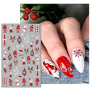 JMEOWIO 10 Sheets Christmas Nail Art Stickers Decals Self-Adhesive Pegatinas Uñas Snowflake Xmas Winter Holiday Cute Nail Supplies Nail Art Design Decoration Accessories