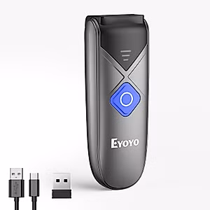 Eyoyo 1D&2D Bluetooth Barcode Scanner, Portable Wireless Mini Barcode Reader with Bluetooth/2.4G Wireless/USB Wired Connection, Compatible with iPad, iPhone, Tablet PC