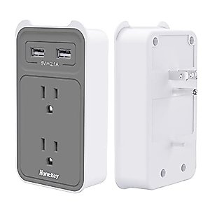 Outlet Extender with Multi Plugs, Huntkey Multi USB Plug Outlet Splitter W. Phone Cradle & 2 USB A Plug Charging Port （No Surge Protector)