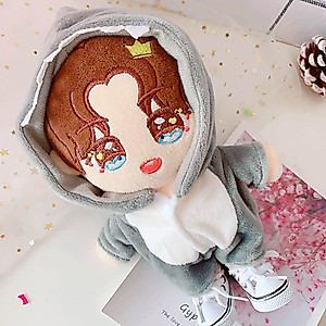 niannyyhouse Shark Clothes 20cm(7.8in) Plush Doll Clothes Onesies + Shoe 2-Piece Set Gray Pajamas (Gray)