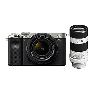 Sony Alpha a7C Full-Frame Compact Mirrorless Camera (Silver) Bundle with FE 28-60mm f/4-5.6 and 70-200mm f/4.0 G OSS Lens (6 Items)