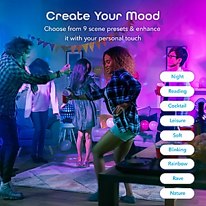 Geeni Prisma Plus BR30 LED Smart Light Bulb, Tunable Hue and Dimmable RGB WiFi Bulb, No Hub Required, Compatible with Alexa and Google Assistant (4 Pack)