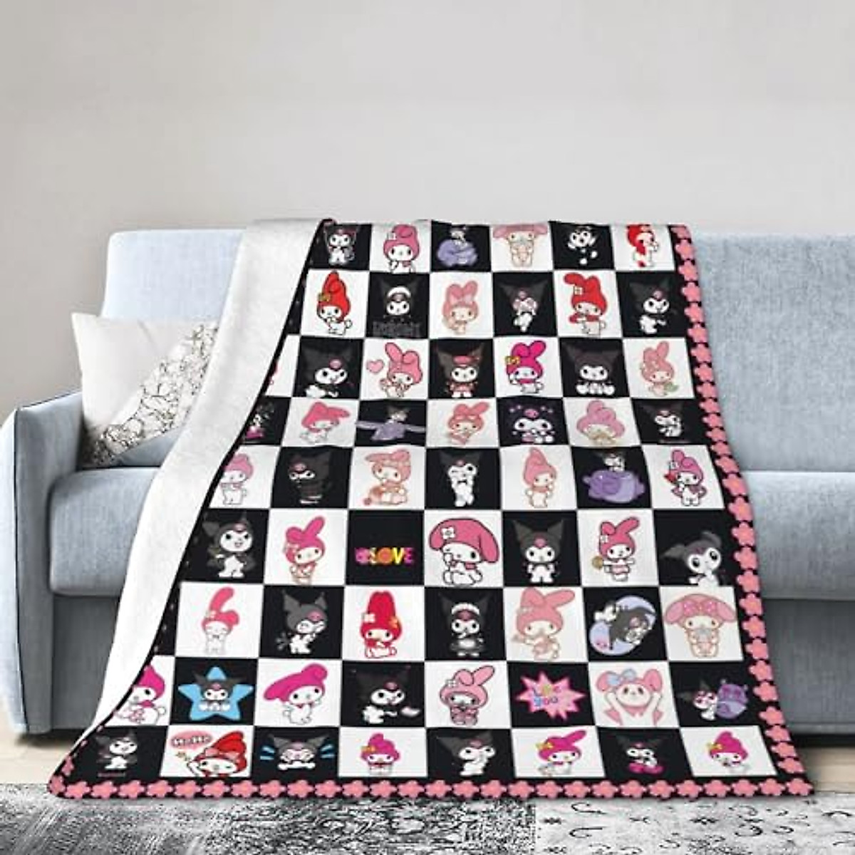 Kawaii Super Soft Blanket Cute Cartoon Blanket Plush Blanket All Season Flannel Fleece Blanket for Kids Adult Style 1-50“*40”