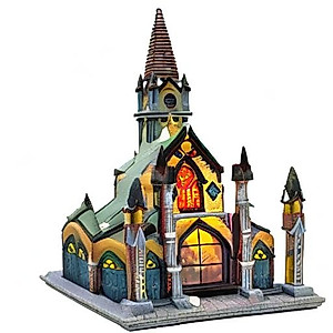 MOMENTS IN TIME Polyresin Christmas Village Building, Cathedral Church with LED Lights - Battery Operated (not Included) (12.8" H x 8.7" W x 7.1" D)