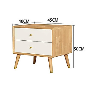 ZHAOLEI Solid Wood Bedside Storage Cabinet, Simple and Double Drawer Design Bedside Table